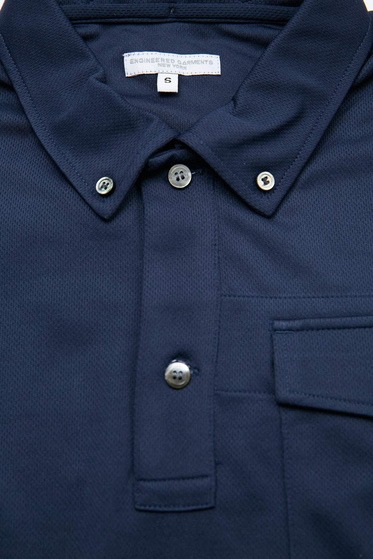 Engineered Garments Flat Back Mesh Knit Polo - Navy Eagle | Garmentory