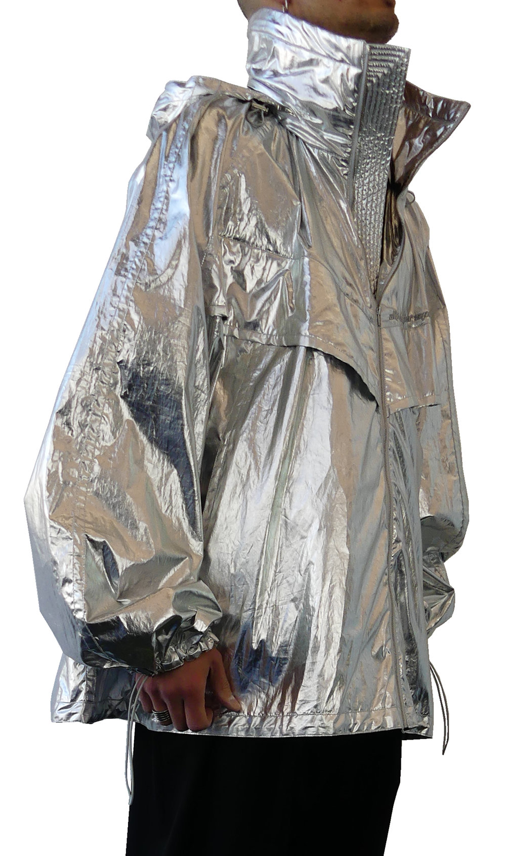 JUUN.J WINDBREAKER WITH ELASTIC DETAILS - SILVER | Garmentory