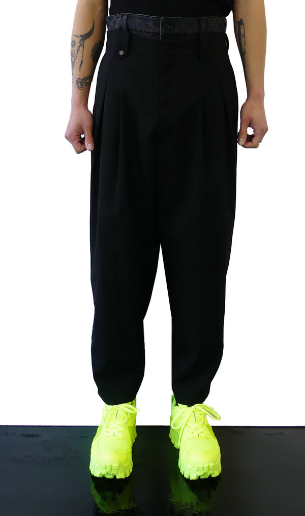 JUUN.J DENIM WAIST DOUBLE PANTS - BLACK | Garmentory