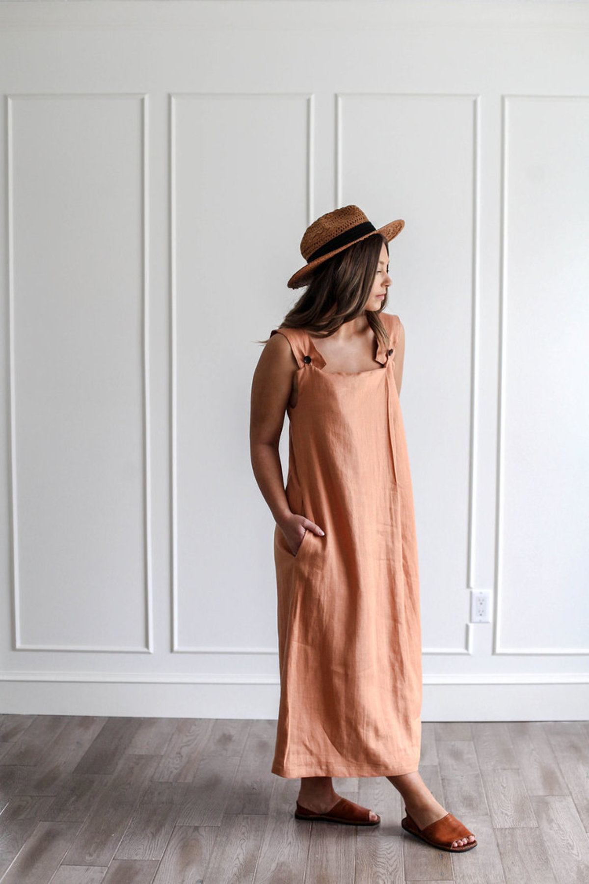 NOMI DESIGNS EMMA LINEN MAXI DRESS - peach | Garmentory