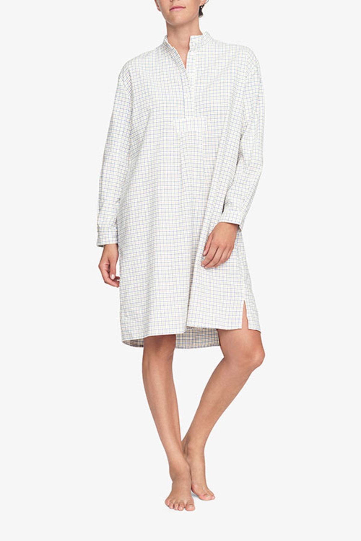 The Sleep Shirt Long Sleep Shirt Blue and Maize Check | Garmentory