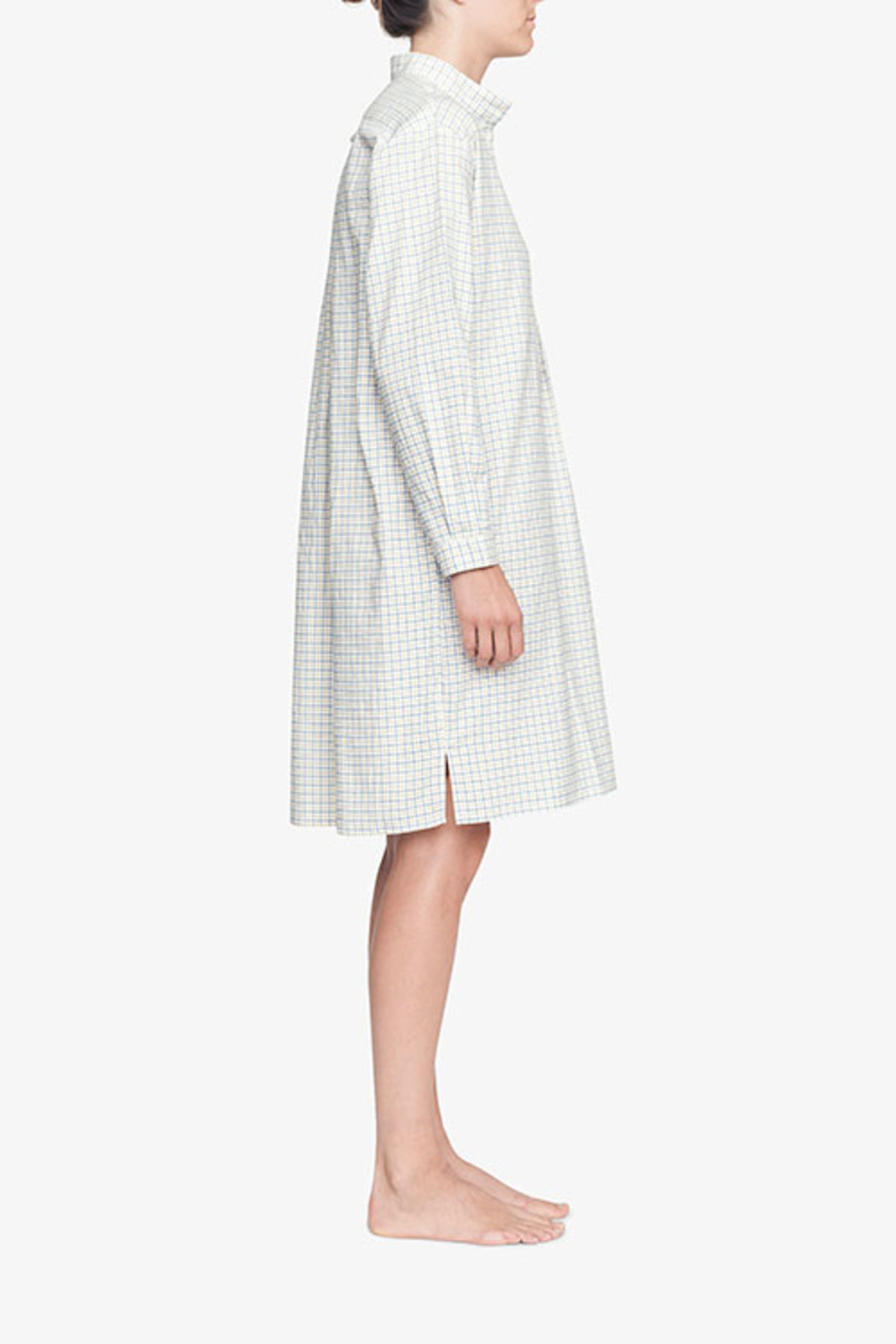 The Sleep Shirt Long Sleep Shirt Blue and Maize Check | Garmentory