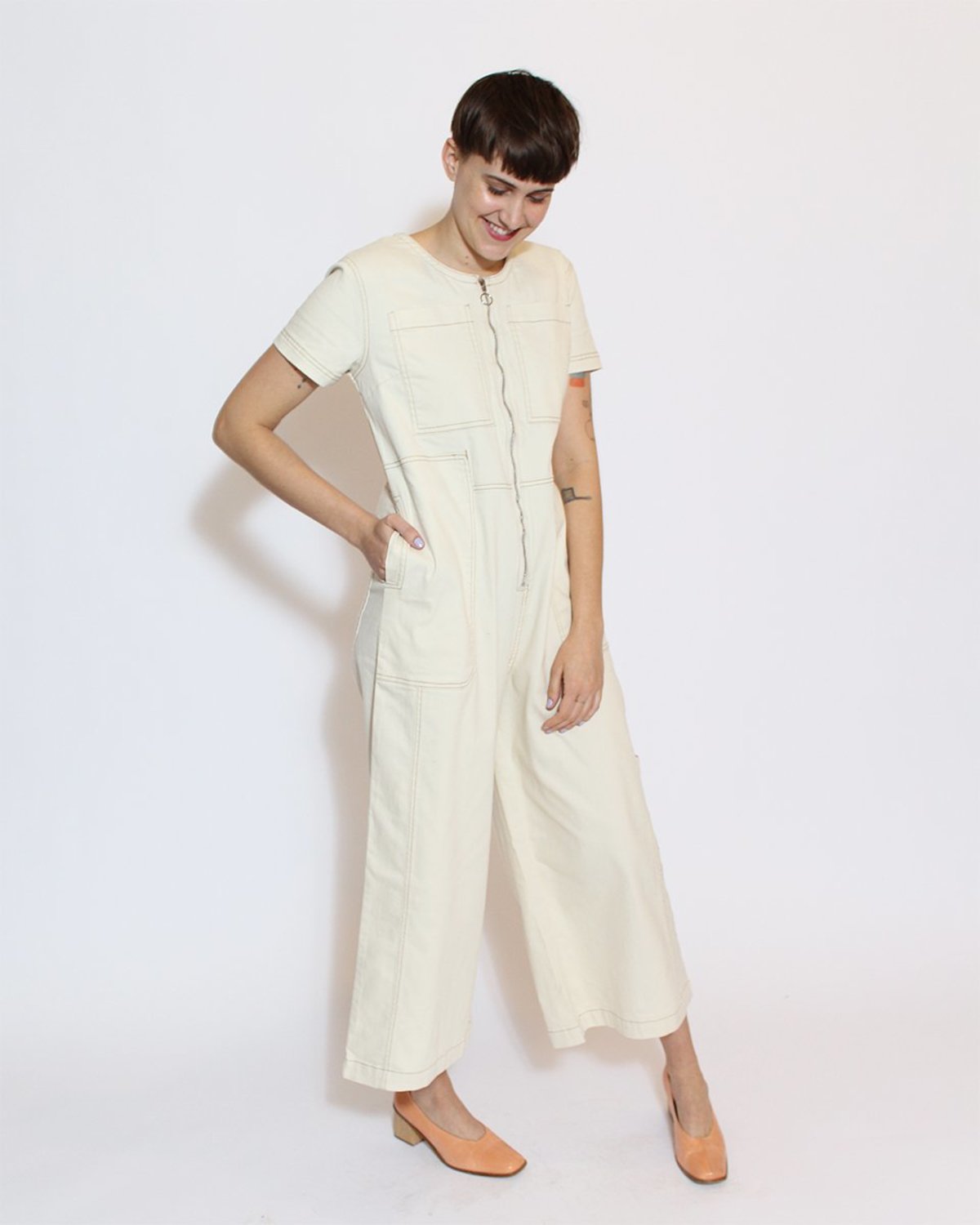 L.F.Markey Short Sleeve Boilersuit - Ecru | Garmentory