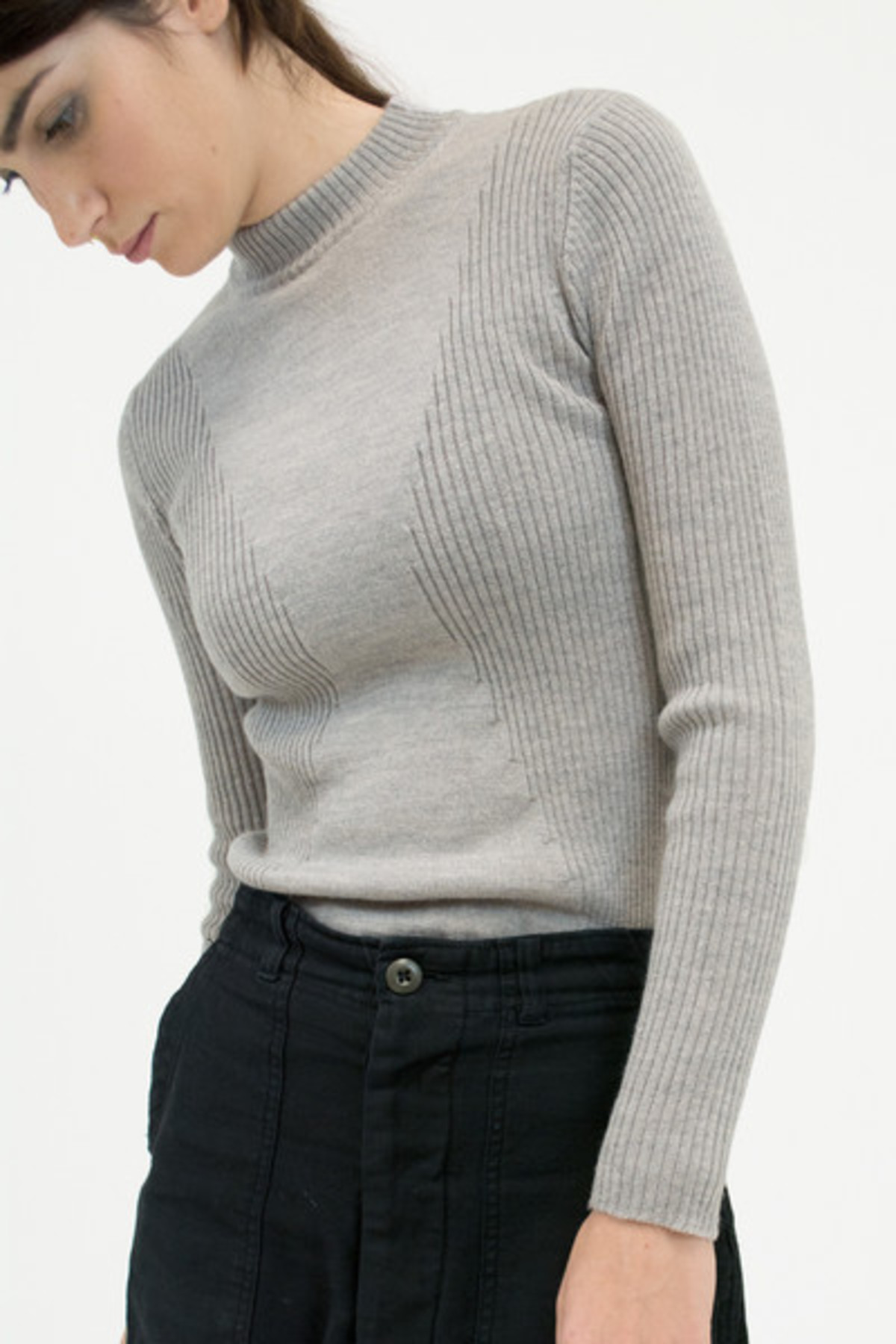 Micaela Greg Rib Turtleneck - Dove Grey | Garmentory