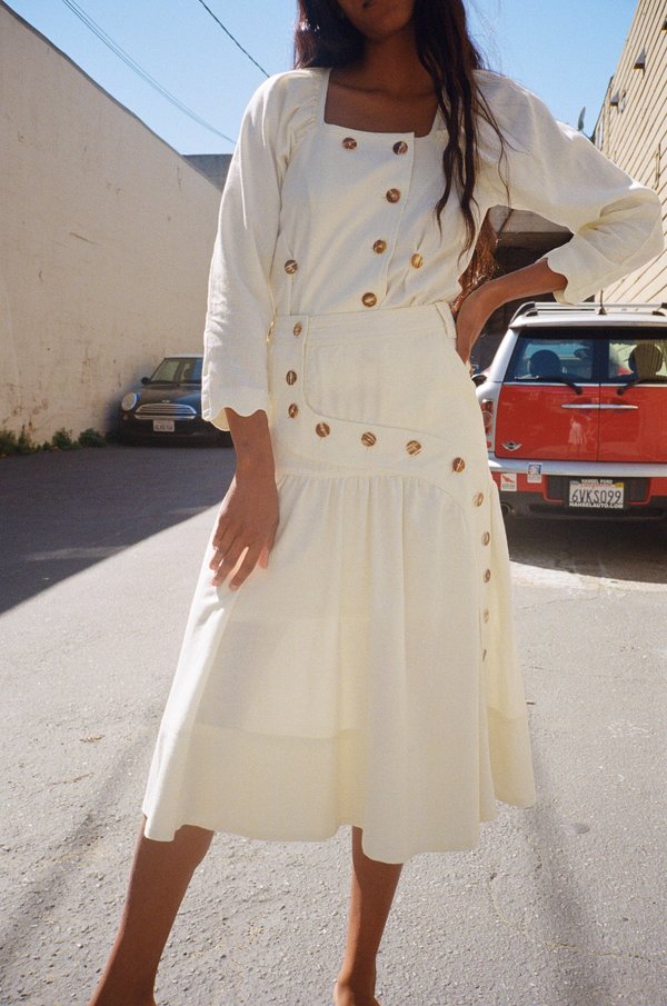 House of Sunny Rustic Button Down Skirt - Sand | Garmentory