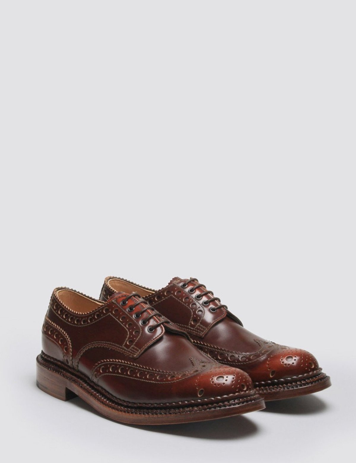 Grenson Archie Triple Welt Brogues - Mahogany Brown | Garmentory
