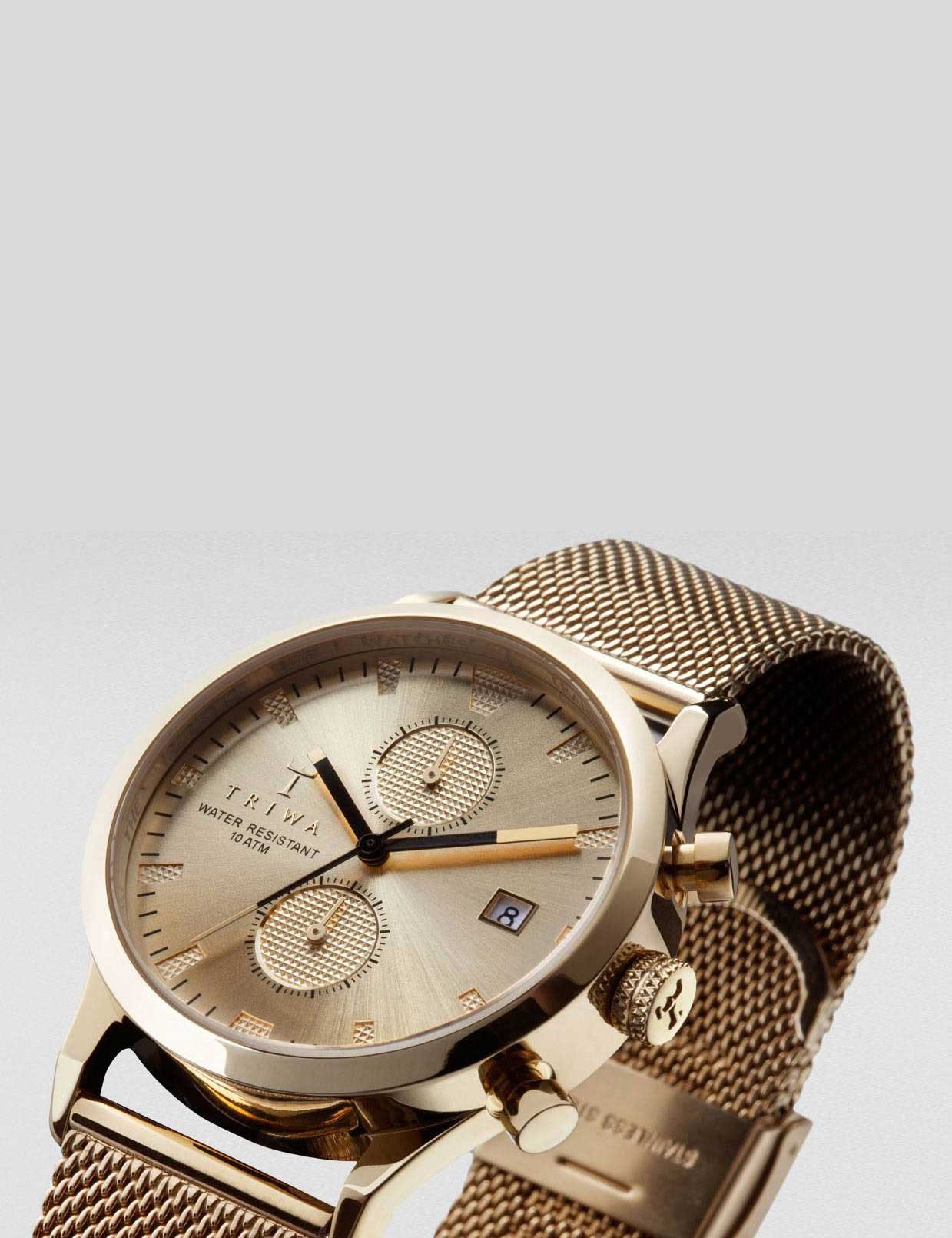 Triwa Sort of Black Chrono Watch - Gold | Garmentory