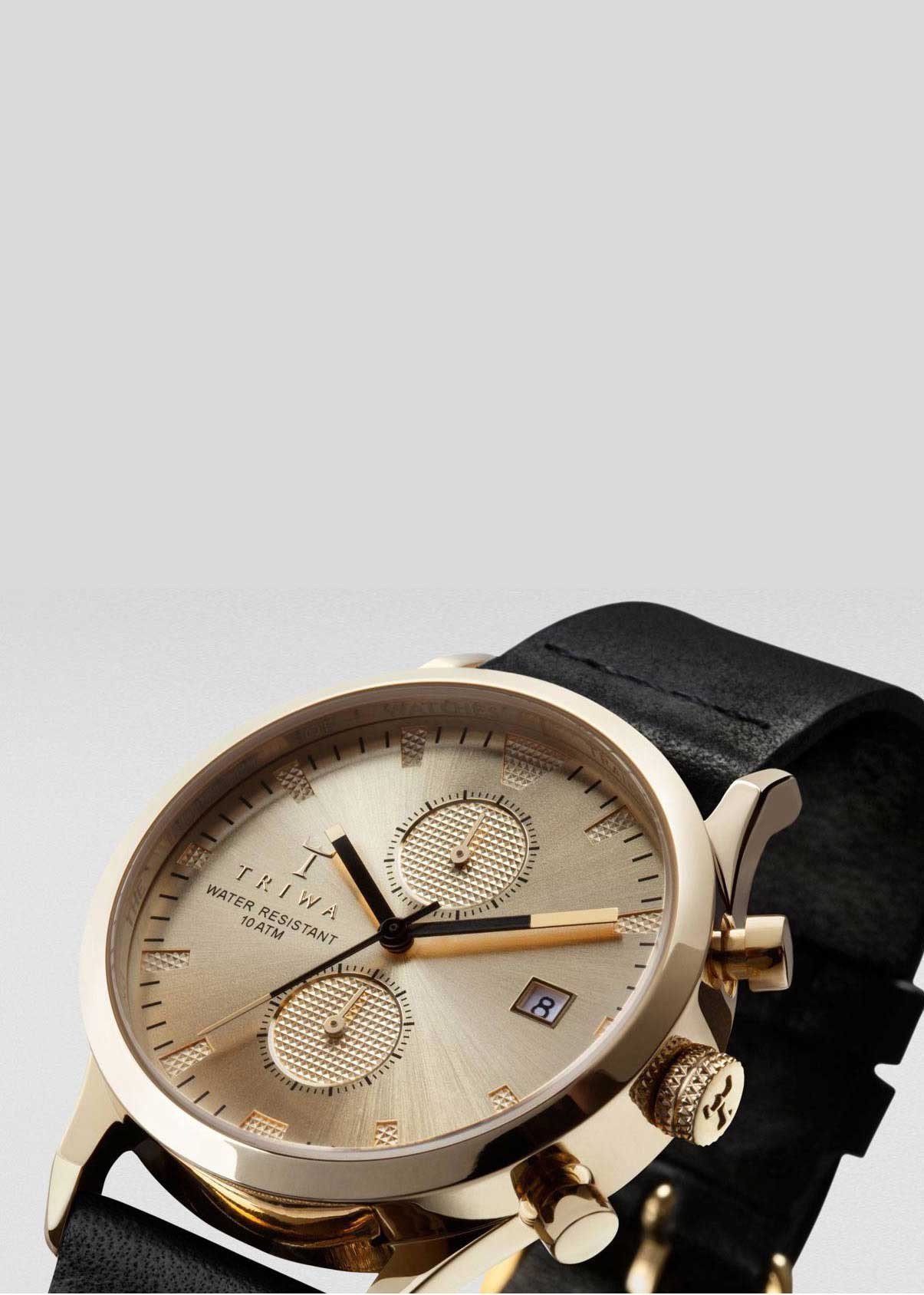 Triwa Sort of Black Chrono Watch - Gold | Garmentory