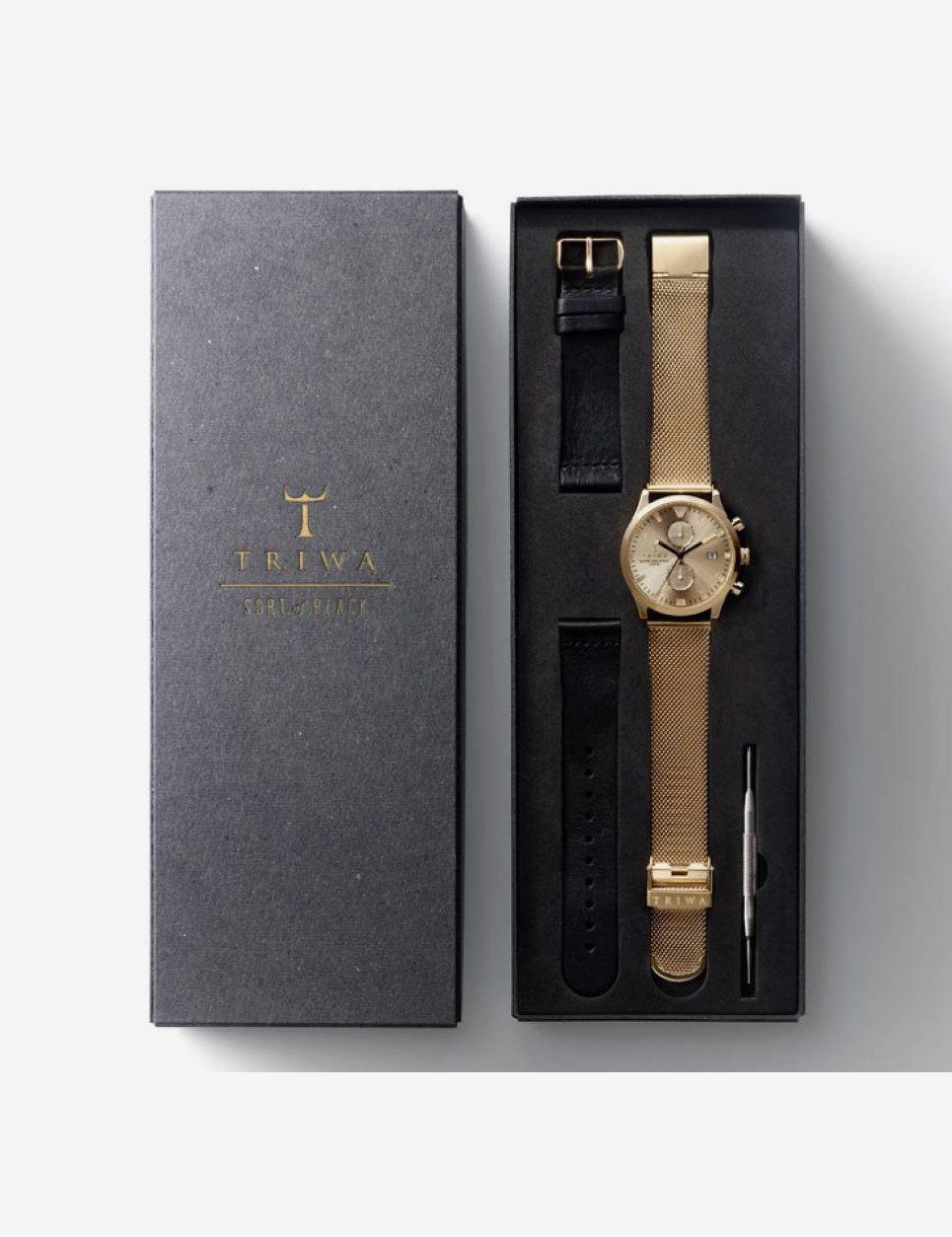 Triwa Sort of Black Chrono Watch - Gold | Garmentory