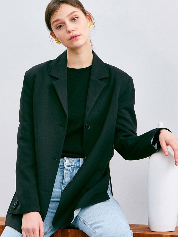 INUSWAY One Side Opened Jacket - Black | Garmentory