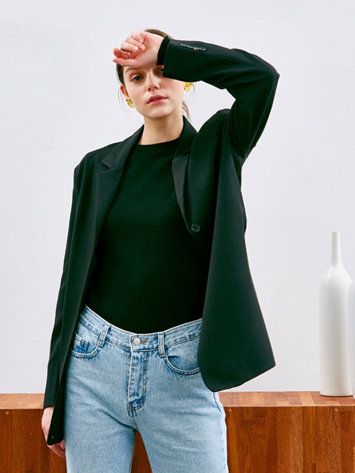 INUSWAY One Side Opened Jacket - Black | Garmentory