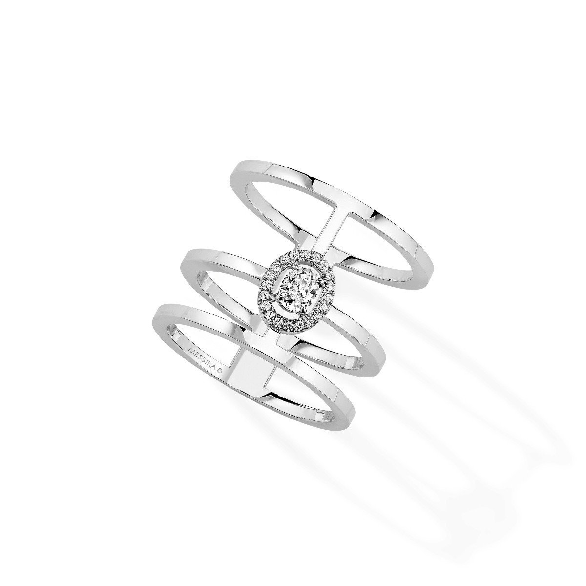 Messika Glam'Azone 3 Rows Ring - 18k White Gold | Garmentory