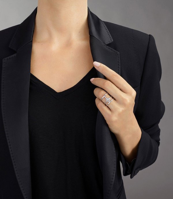 Messika Glam'Azone 3 Rows Ring - 18k White Gold | Garmentory