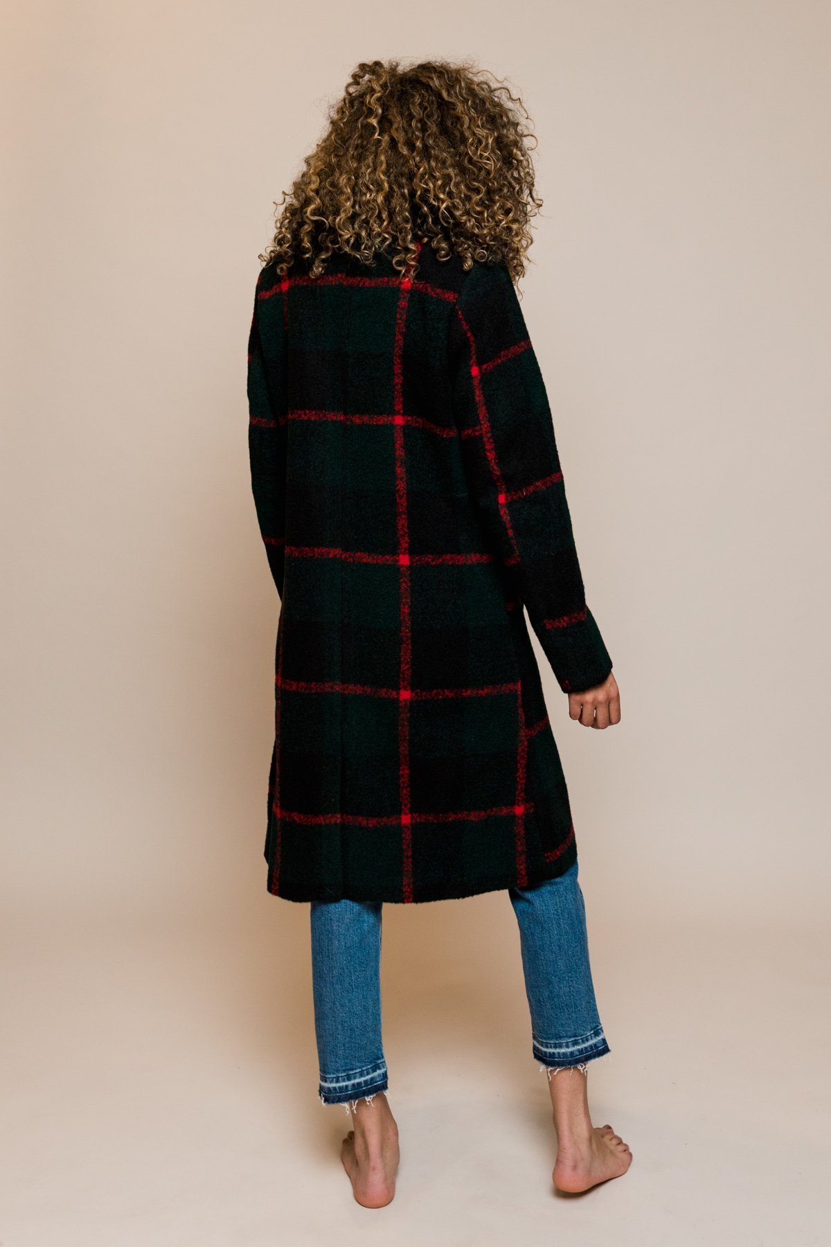Just Female Emeline Coat - Green Check | Garmentory