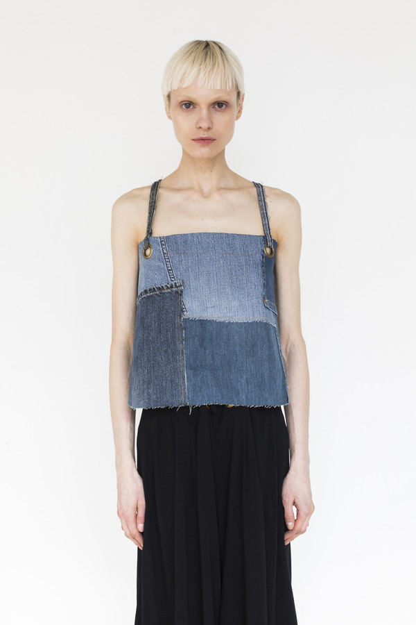 Assembly Patchwork Denim Strap Top | Garmentory