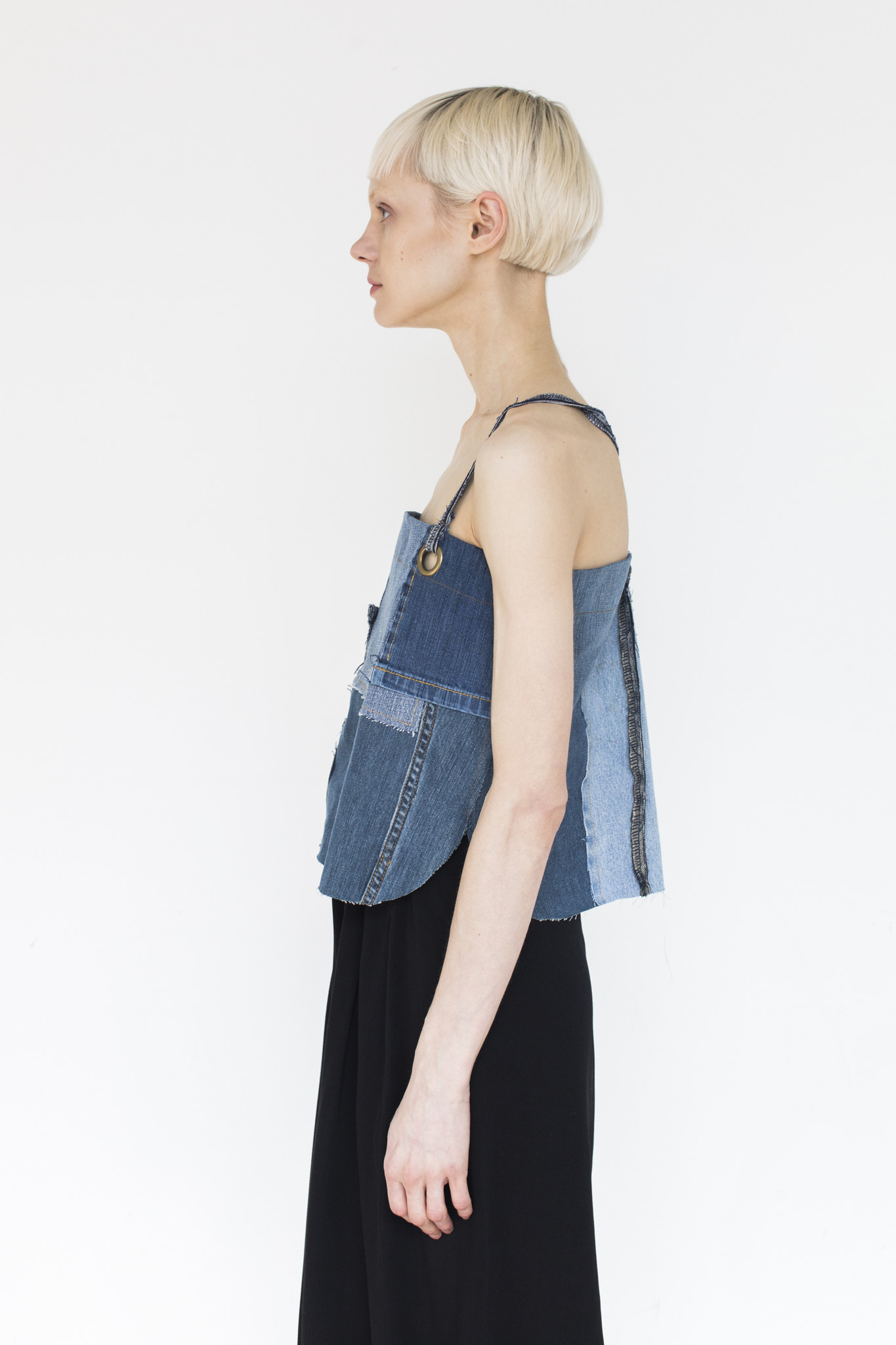 Assembly Patchwork Denim Strap Top | Garmentory