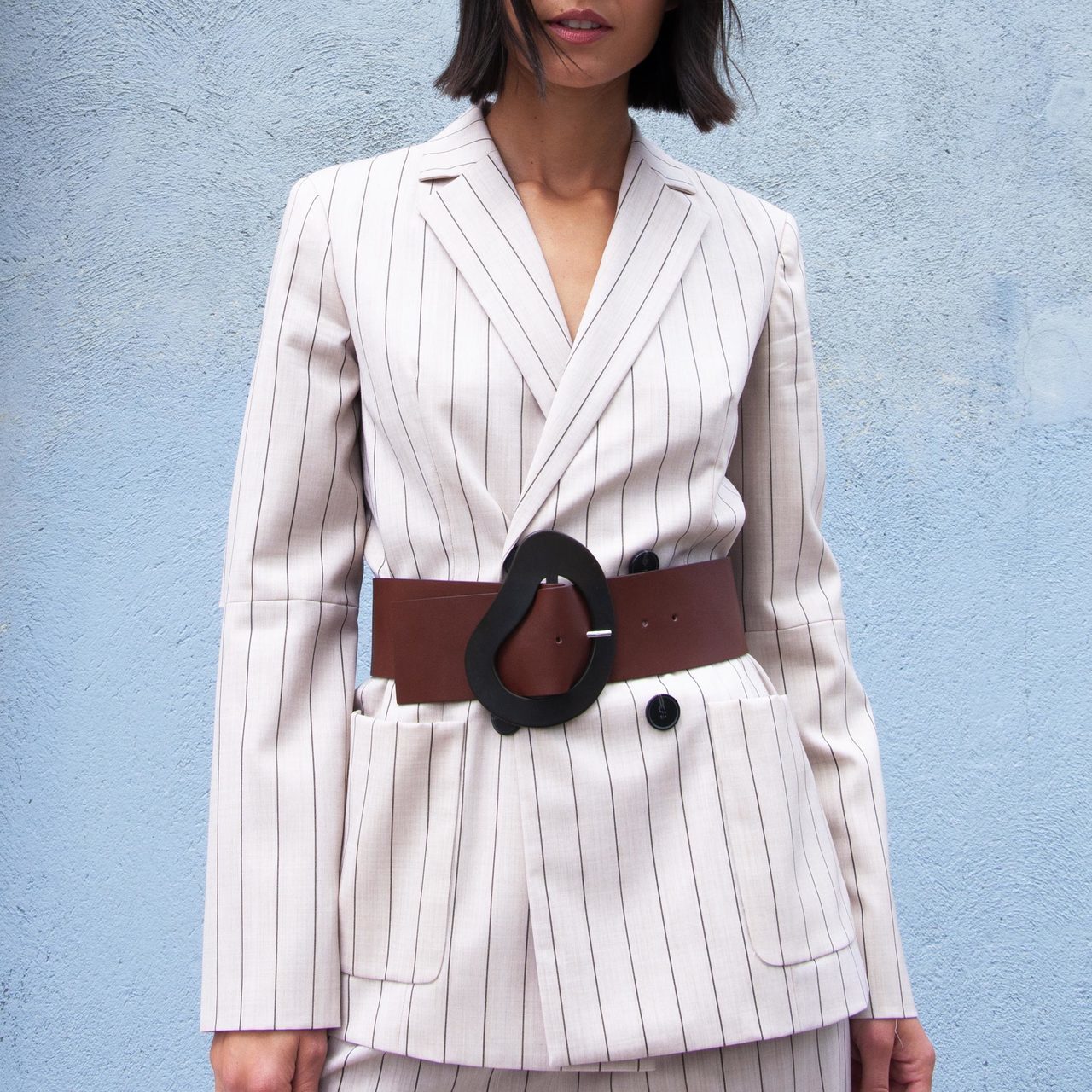 Tibi Tropical Wool Blazer with Sleeve Slit - Hazelwood | Garmentory