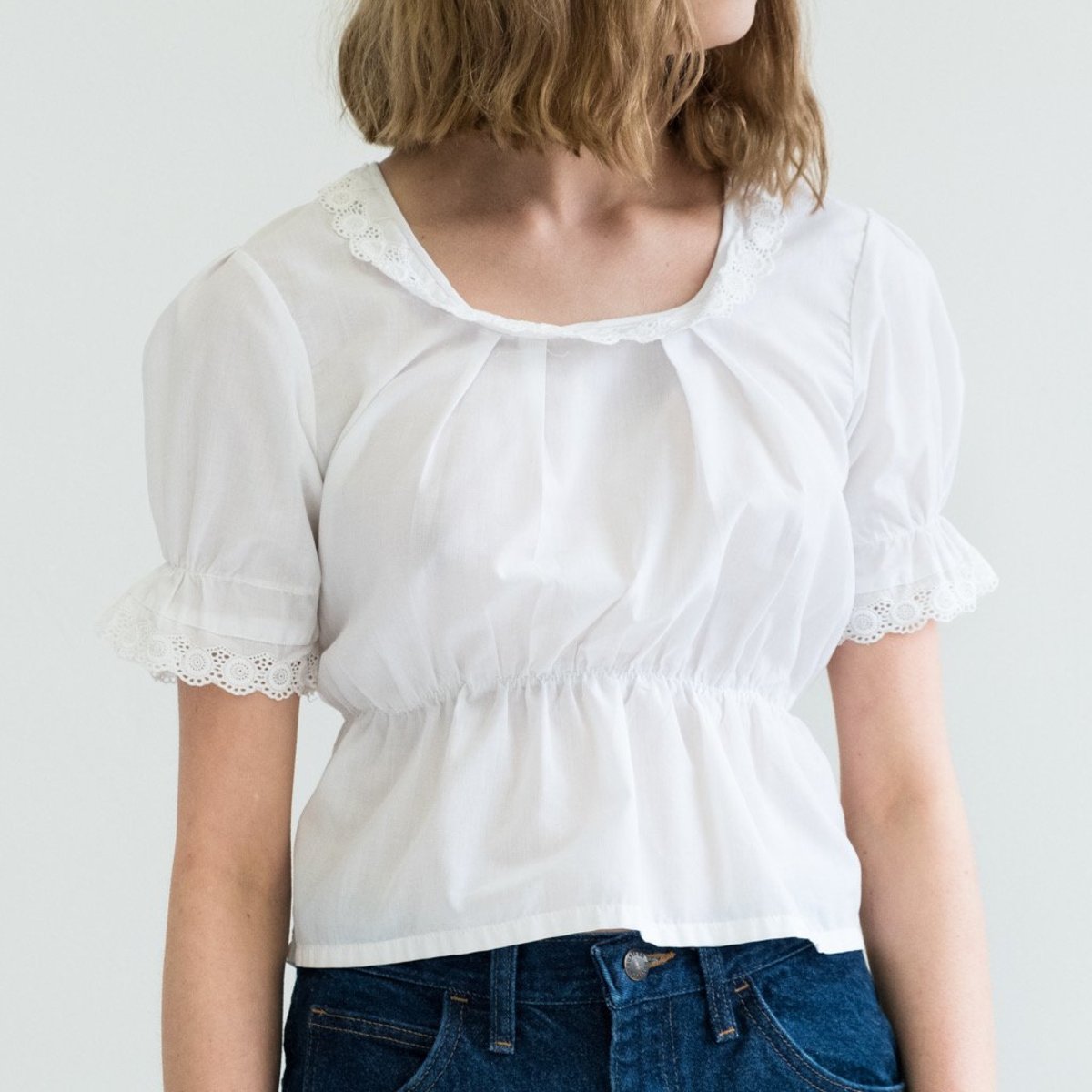 vintage Johan Lace Peplum Top - White | Garmentory