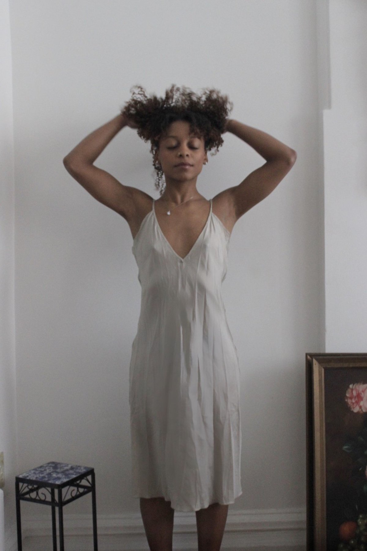 Vintage Sheer Silk Slip - CLOUD GRAY | Garmentory