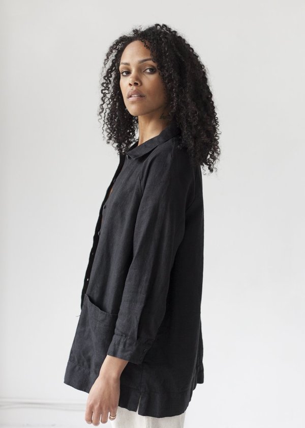 Beaton Linen Chore Coat - Black | Garmentory