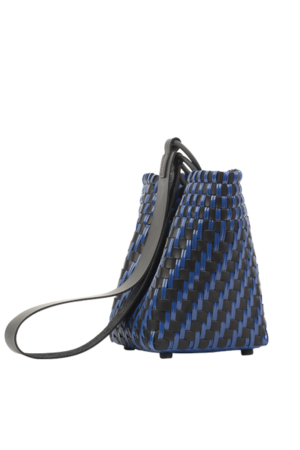 TRUSS Leather Woven Bag in Navy | Garmentory