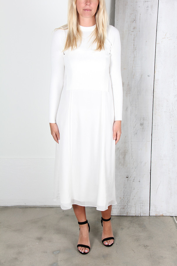 ALEXANDER WANG RIB KNIT PULLOVER WITH SILK COMBO DRESS | Garmentory