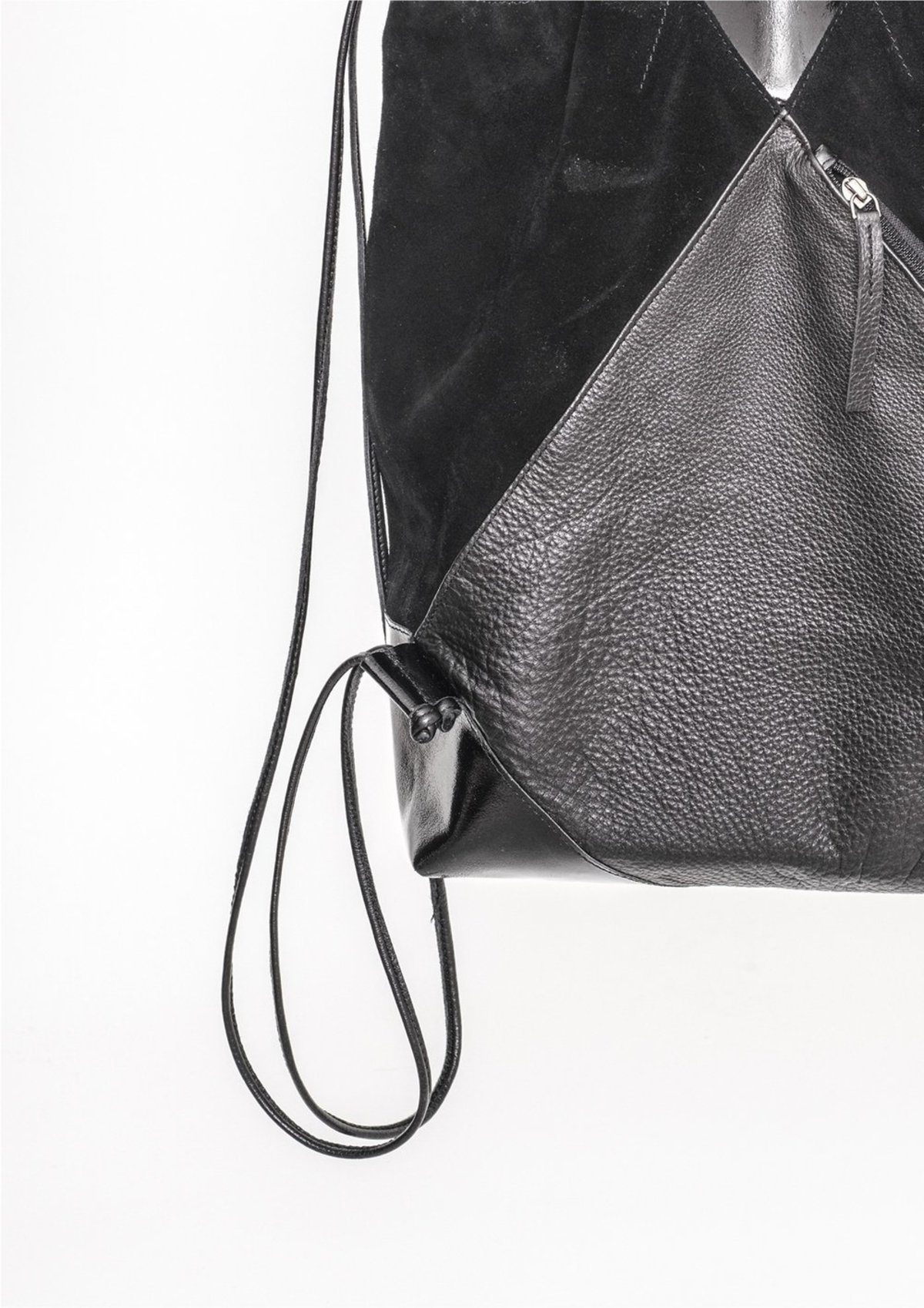 Berenik Drawstring Leather Backpack - Black | Garmentory