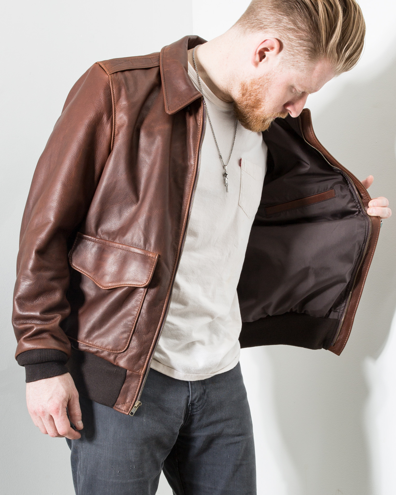 Schott Waxed Pebbled Cowhide A-2 Leather Flight Jacket | Garmentory