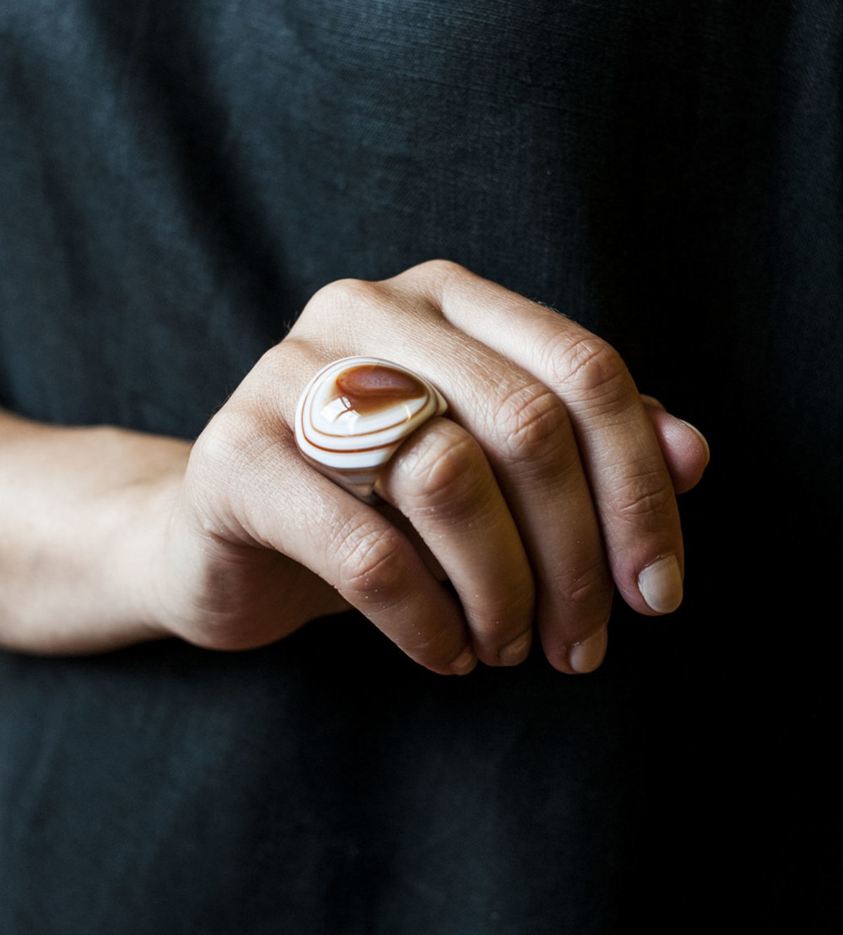 F O L D swirl Agate ring - Brown Toffee | Garmentory