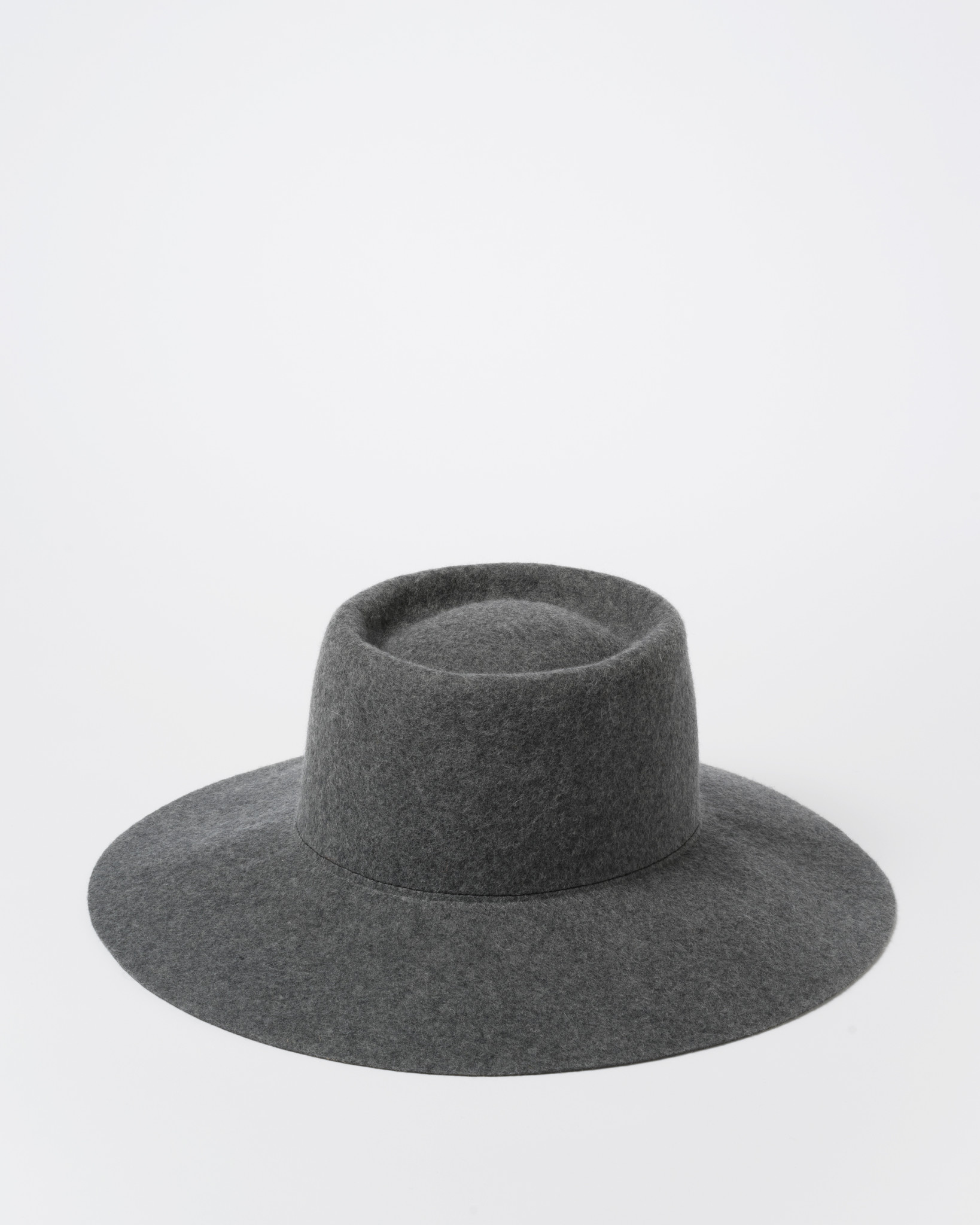 Clyde Wide Brim Gaucho Hat in Charcoal Grey Wool | Garmentory