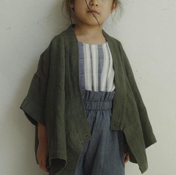 KIDS Arch & Line Linen Samue Jacket - Olive | Garmentory