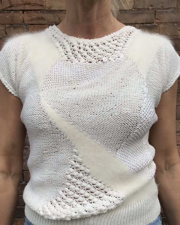 VINTAGE FRANCO VALERI Multi Knit Sweater - Cream | Garmentory