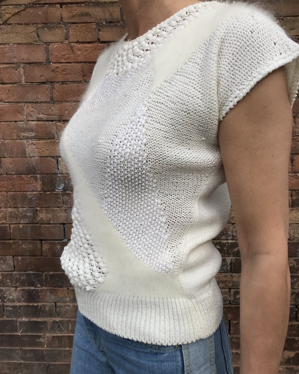 VINTAGE FRANCO VALERI Multi Knit Sweater - Cream | Garmentory