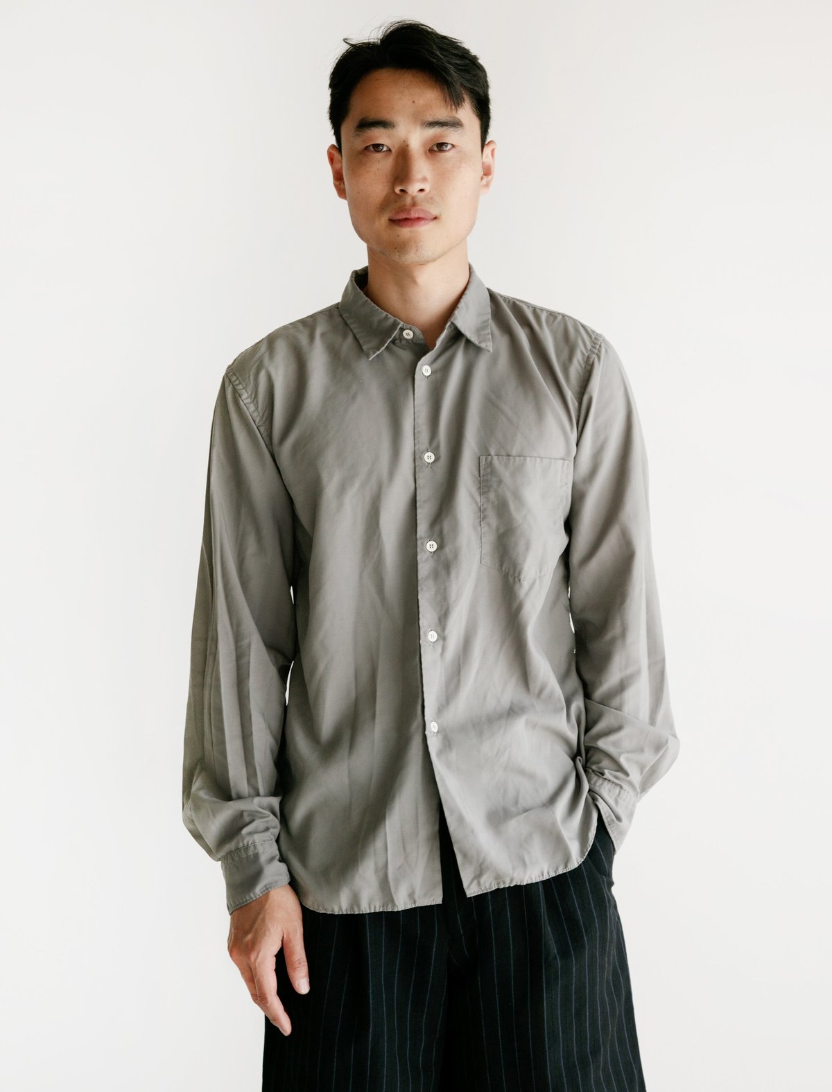Comme des Garcons Collar Shirt Poly Broad Garment - Dyed Grey | Garmentory