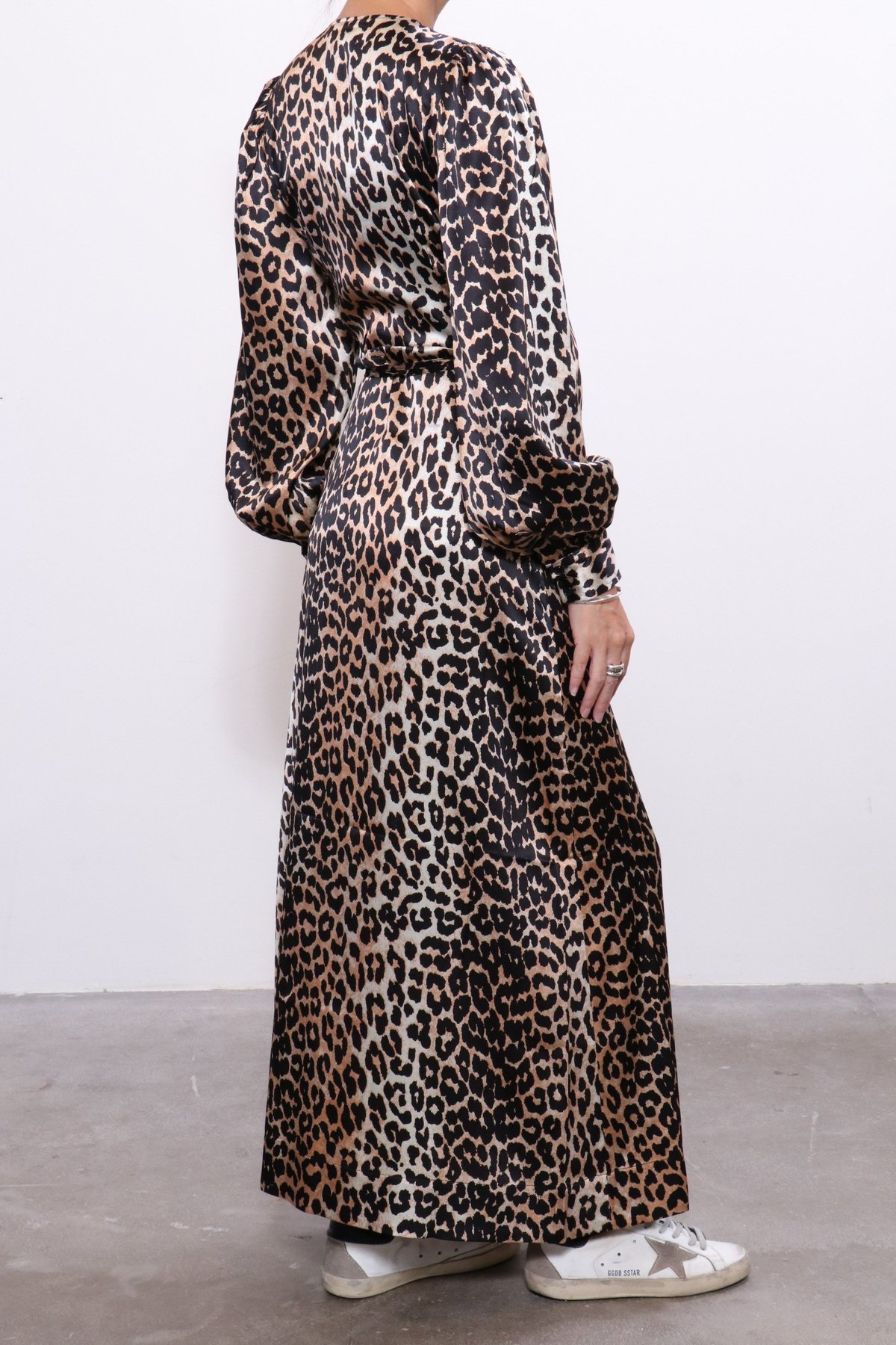 Ganni Silk Stretch Wrap Dress - Leopard | Garmentory