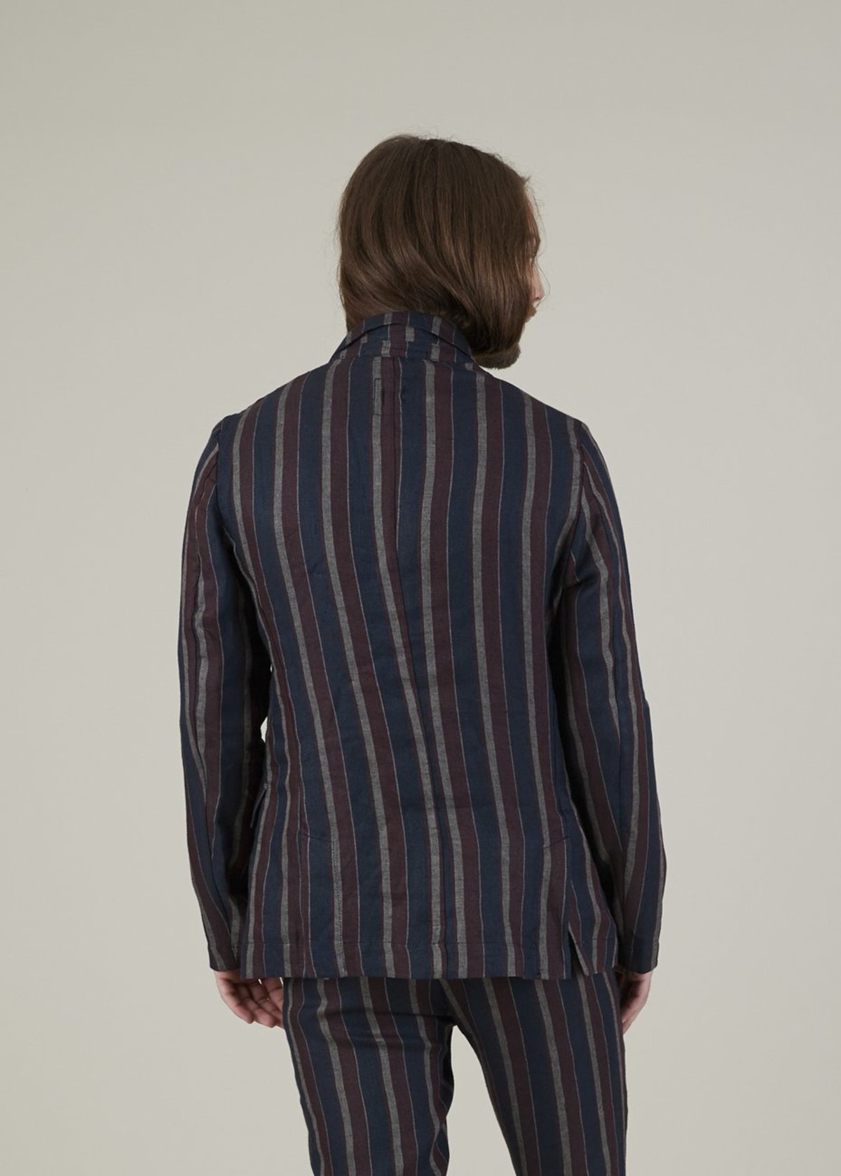Hannes Roether Ben Linen Blazer - Navy/Maroon | Garmentory