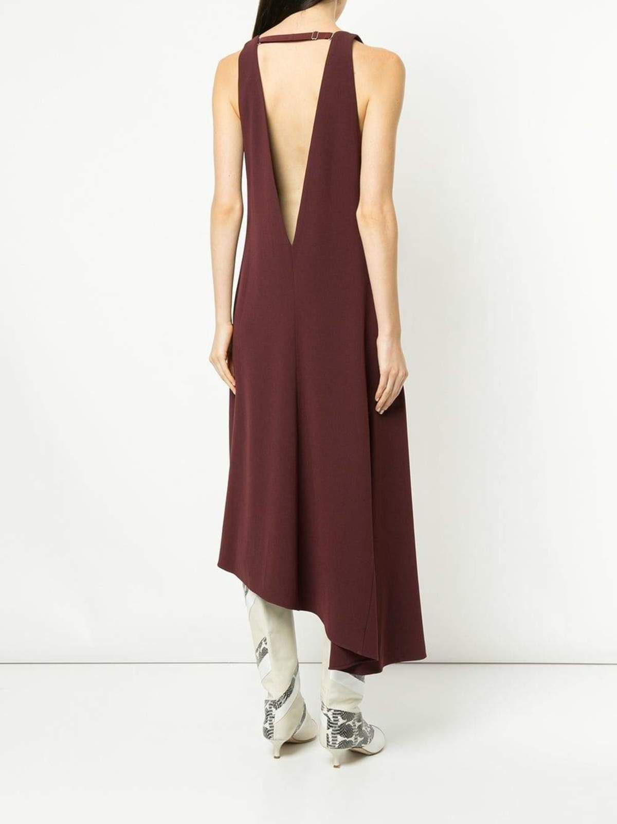Tibi TRIACETATE VNECK DRAPED DRESS - Dark Current | Garmentory