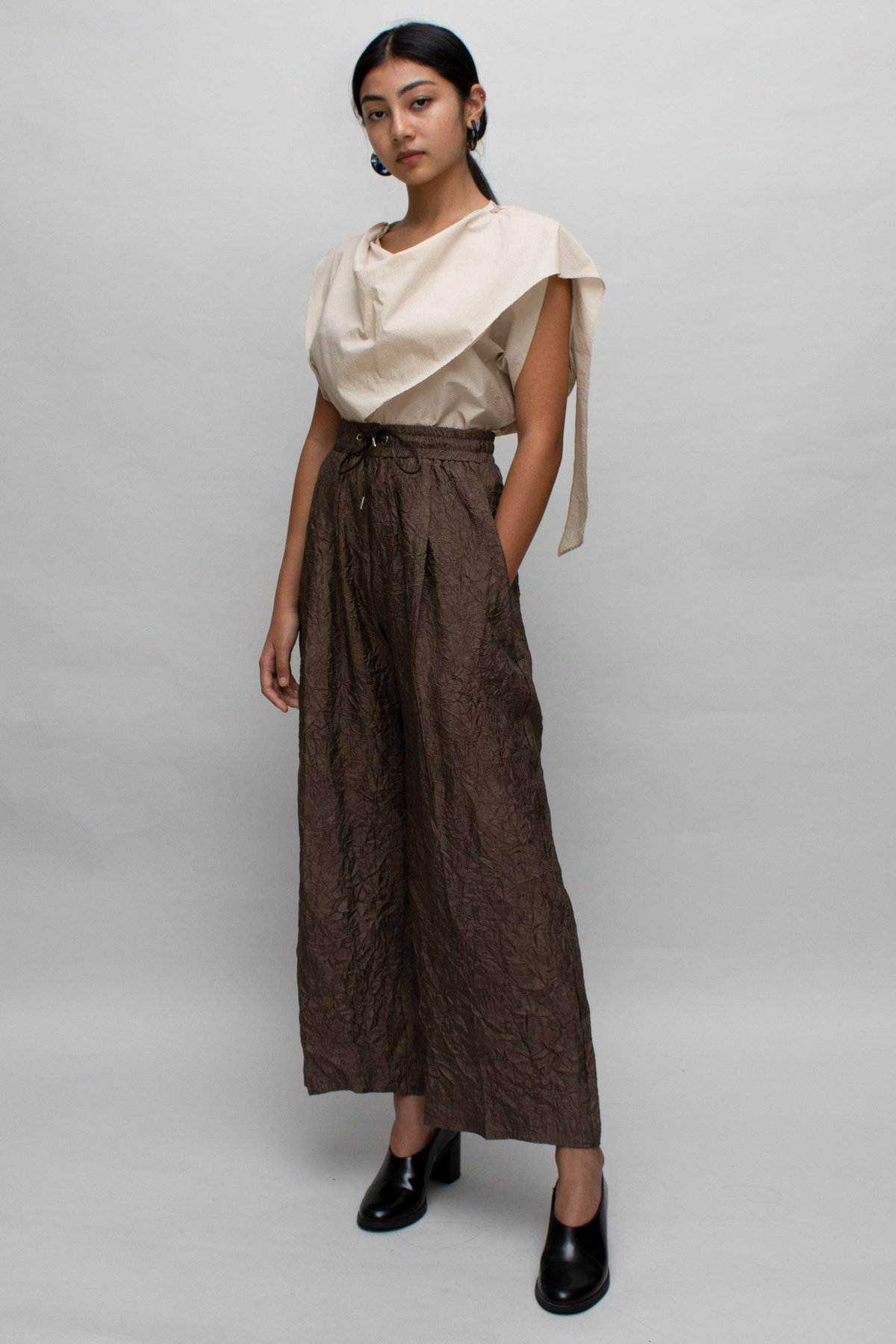 W A N T S Wrinkle Textured Pants - Brown | Garmentory