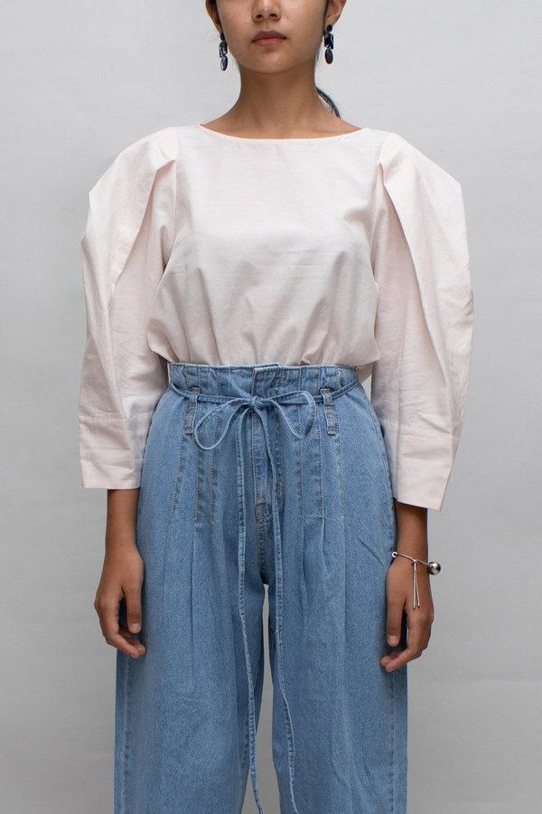 W A N T S Structured Sleeves Blouse - Light Pink | Garmentory