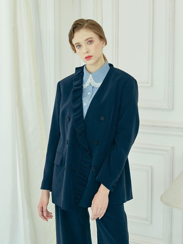 DEBB V Ruffle No Collar Jacket | Garmentory