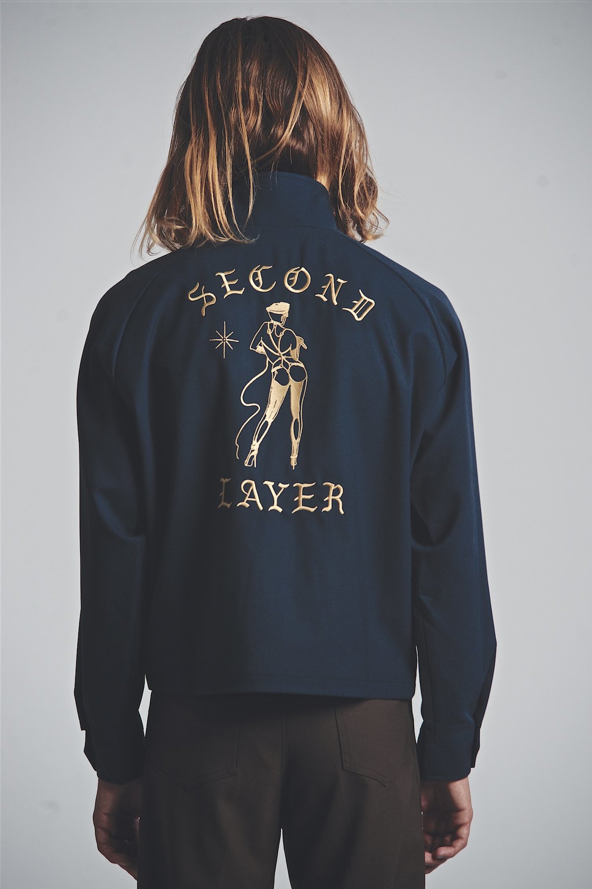 SECOND/LAYER Bondage Bitch Harrington Jacket - Navy | Garmentory