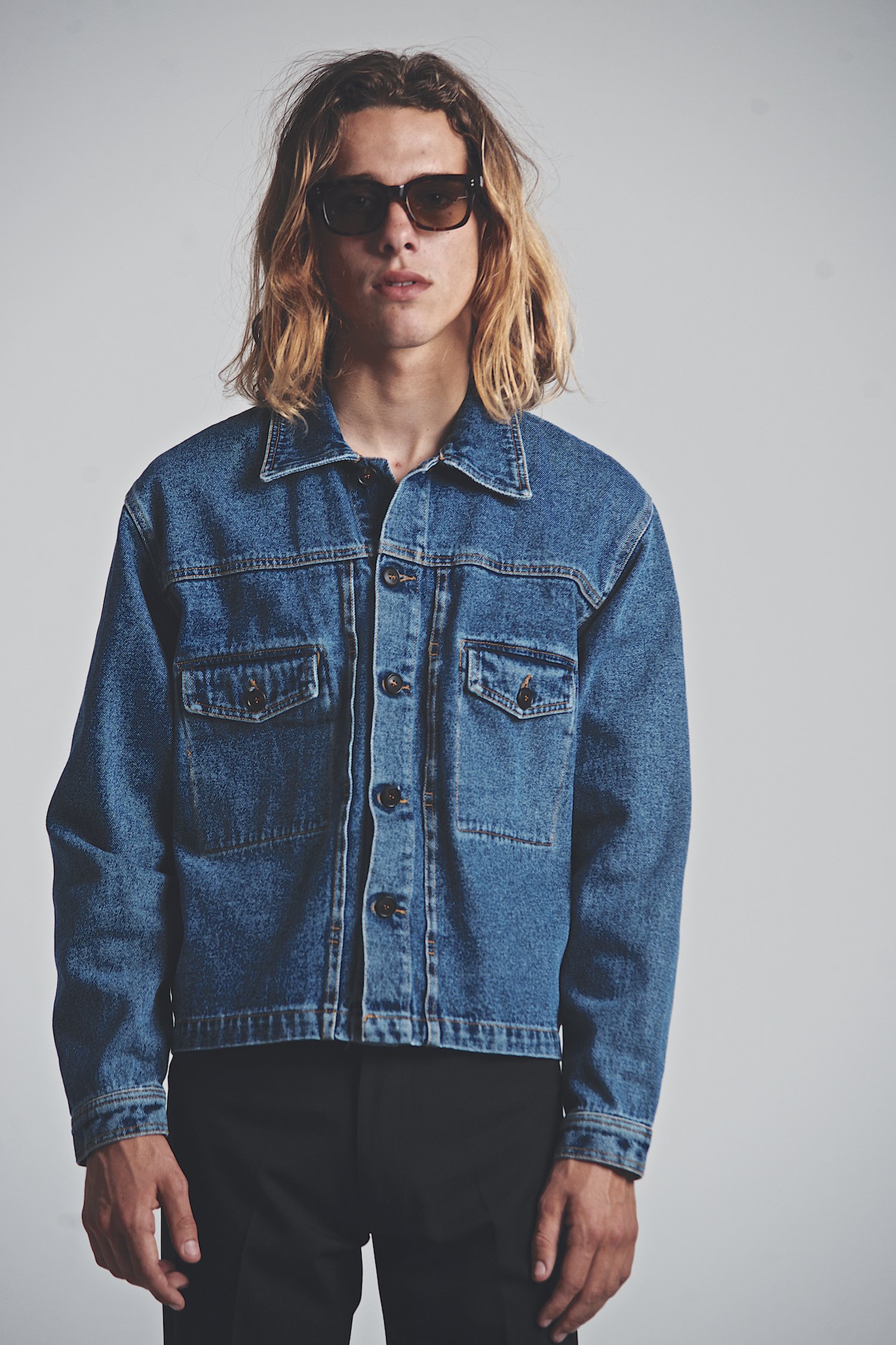 SECOND/LAYER Denim Trucker Jacket - Light Stone | Garmentory