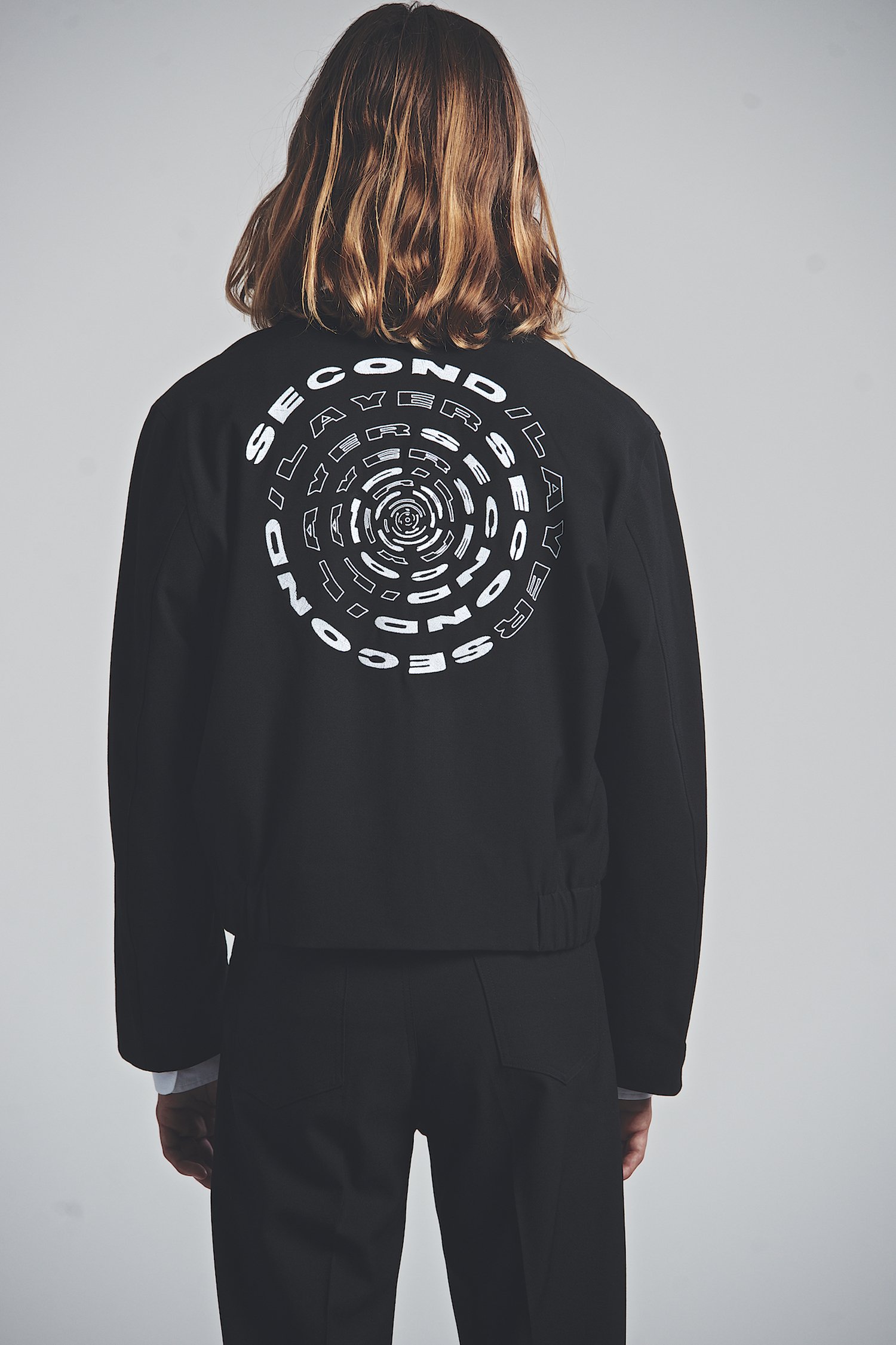 SECOND/LAYER Spiral Logo Eisenhower Jacket - Black | Garmentory