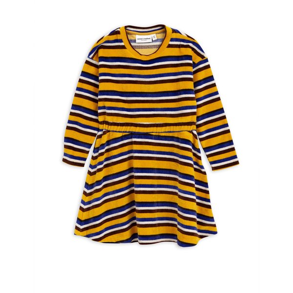 mini rodini velour stripe dress yellow | Garmentory