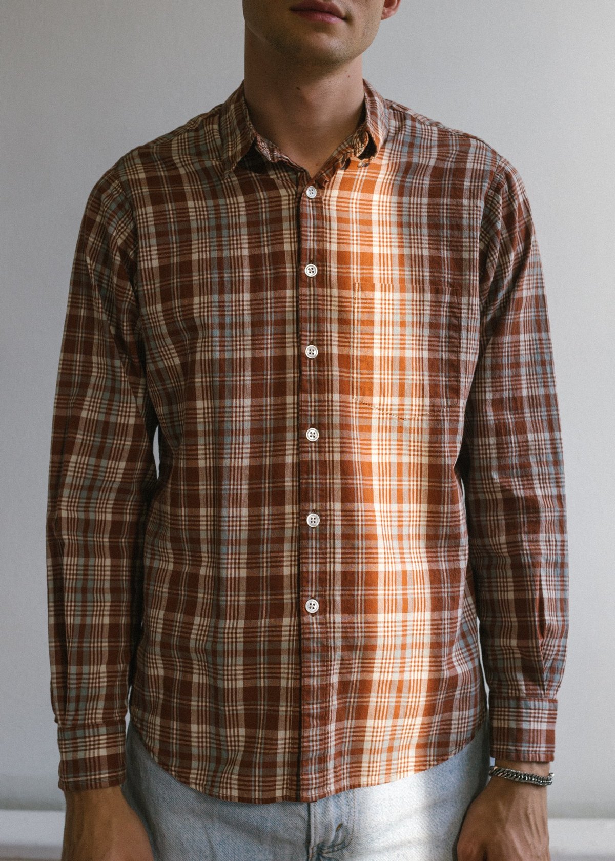 Reverse Seam Shirt in Brick Check | Garmentory