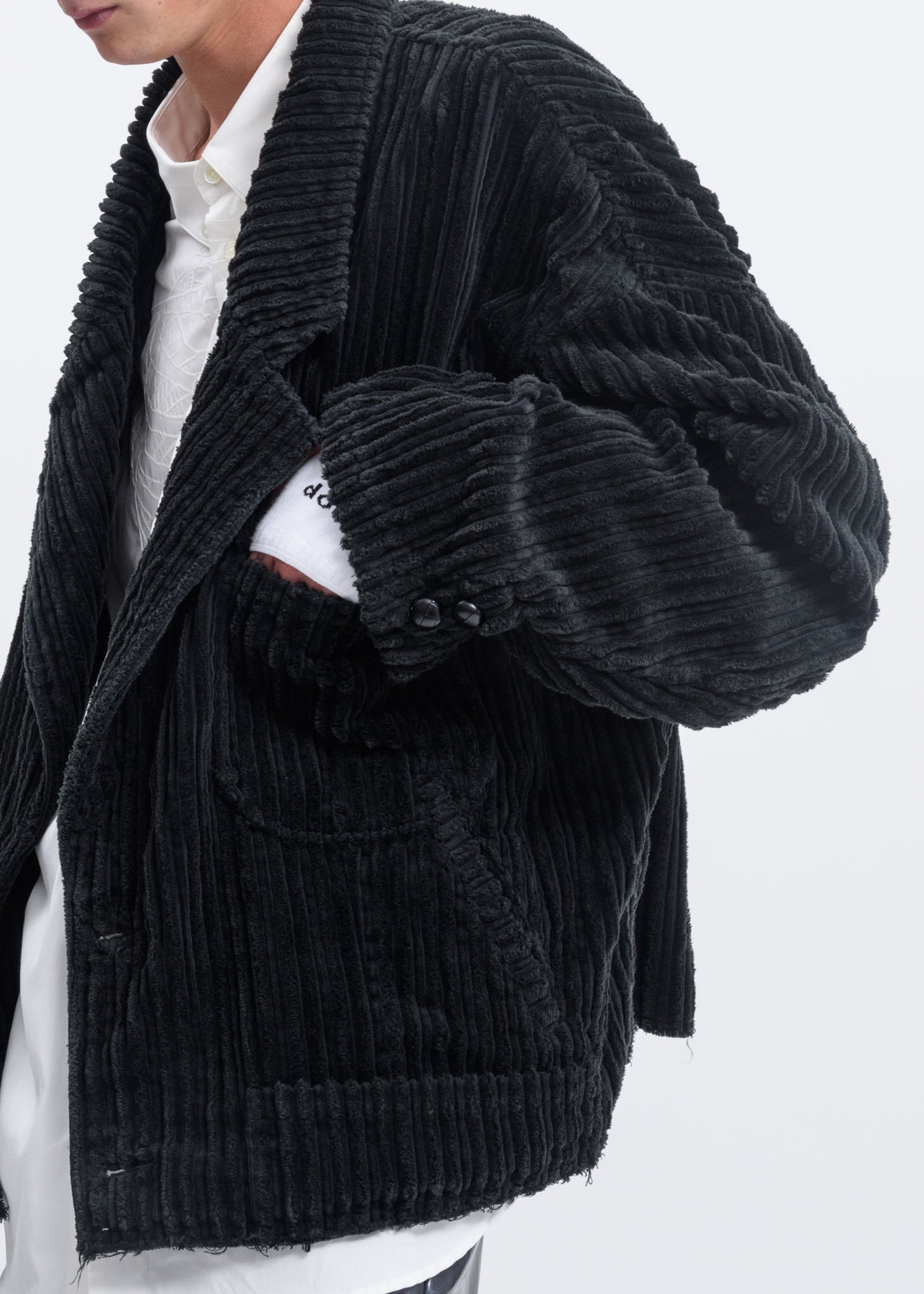 Doublet Corduroy Cut-Off Jacket - Black | Garmentory