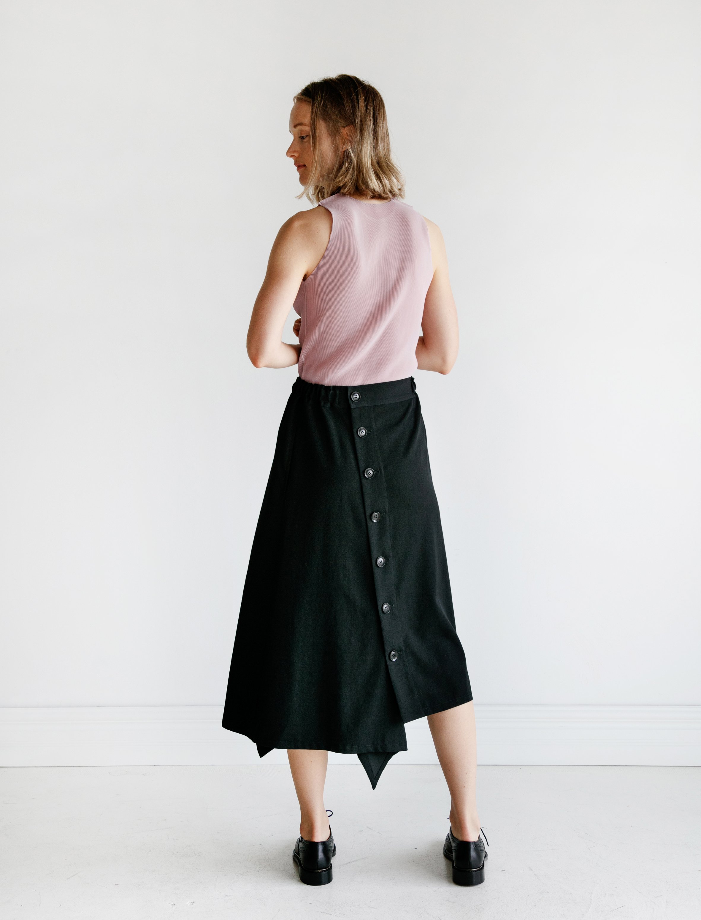 Ys by Yohji Yamamoto Double Sided Button Skirt - Black | Garmentory