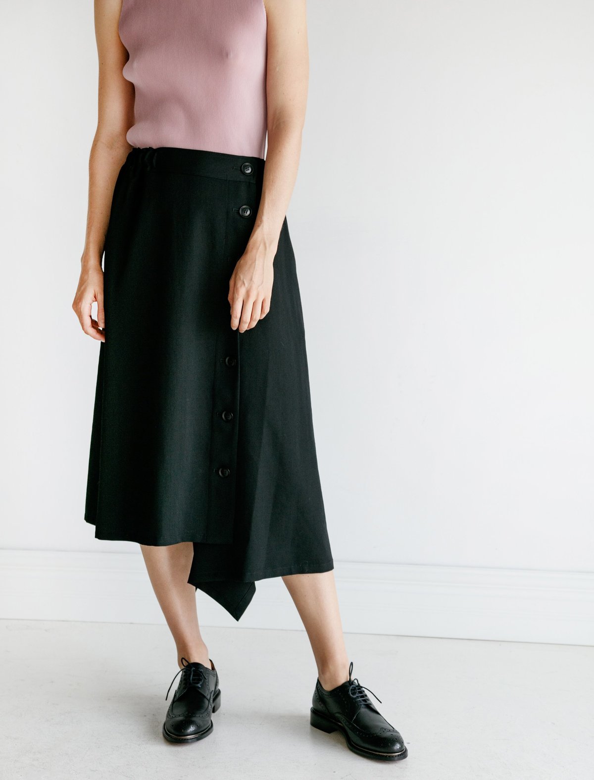 Ys by Yohji Yamamoto Double Sided Button Skirt - Black | Garmentory