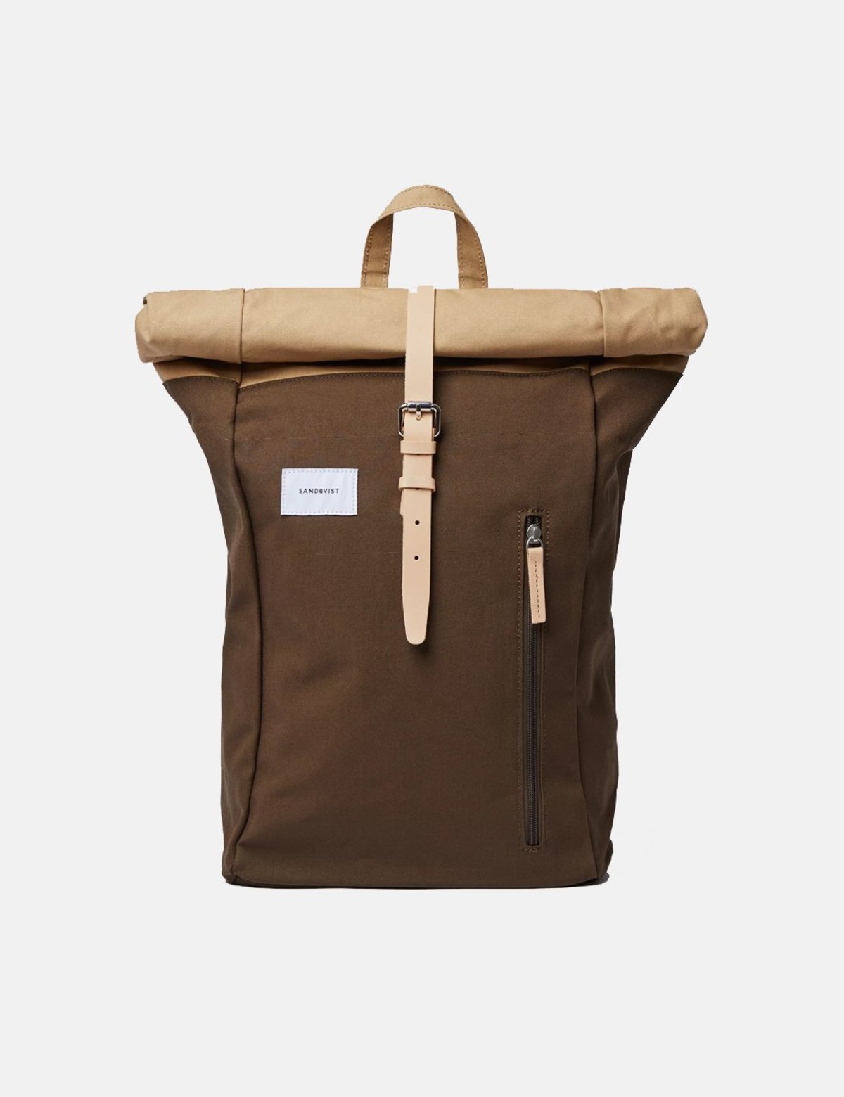Sandqvist Dante Roll Top Backpack - Olive Green/Beige | Garmentory