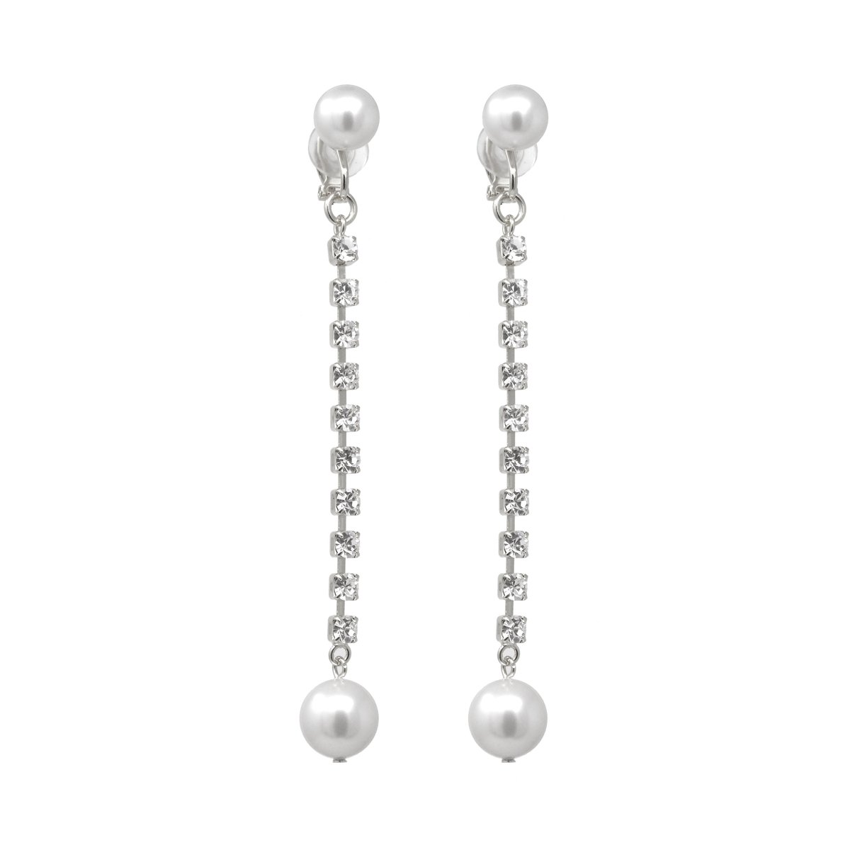 Joomi Lim Crystal Chain & Pearl Clip Earrings | Garmentory